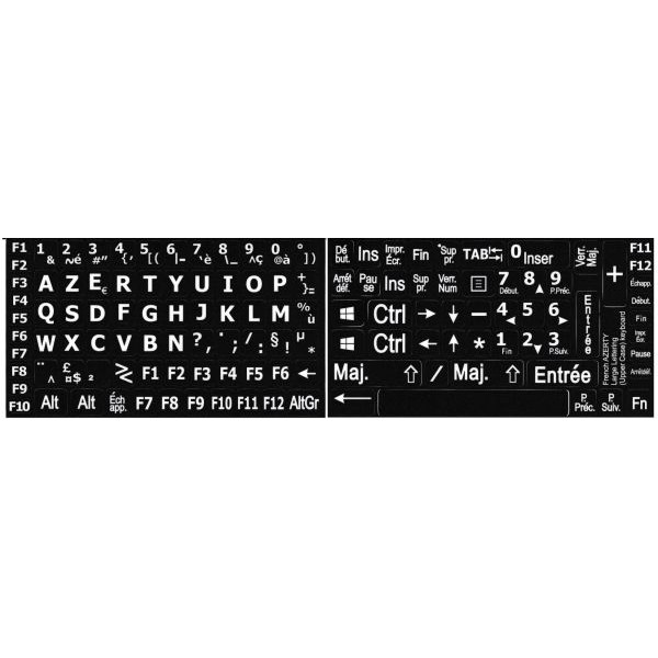 Stickers Clavier AZERTY GROS CARACTERES DEFICIENTS VISUELS
