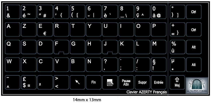 Sticker autocollant clavier AZERTY Français 14*13