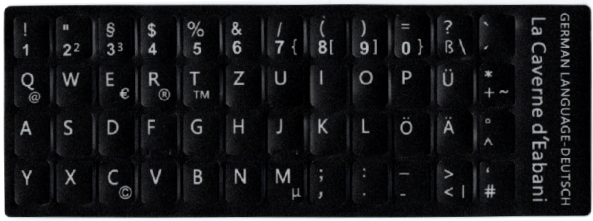 Autocollants clavier QWERTZ ALLEMAND DEUTSCH Fond Noir