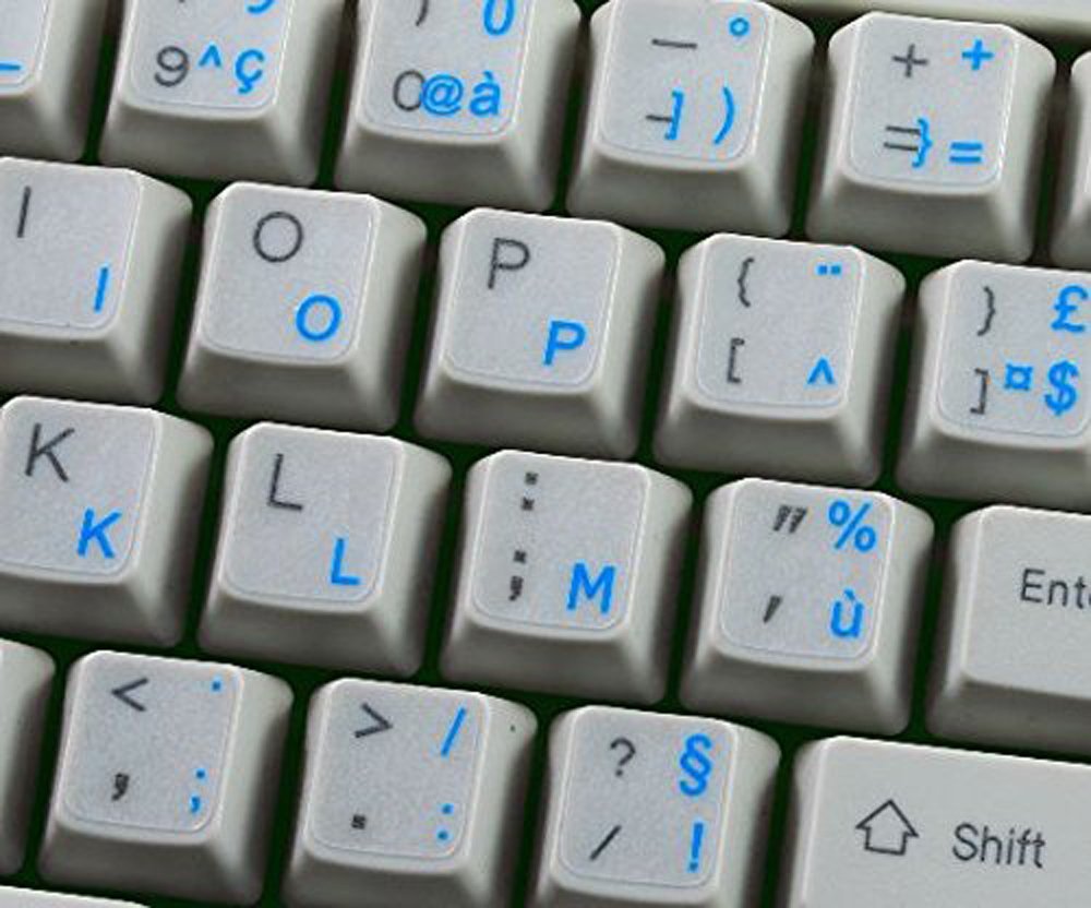 Autocollants AZERTY France Transparents Bleues